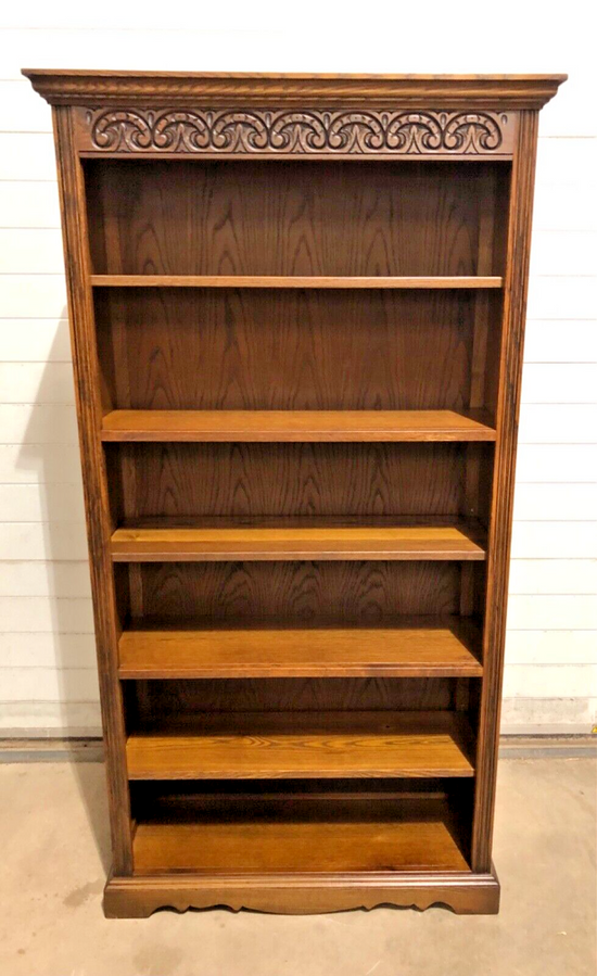 000854....Handsome Carved Oak Bookcase / Old Charm Bookcase ( sold ...