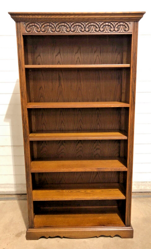 000854....Handsome Carved Oak Bookcase / Old Charm Bookcase ( sold ...