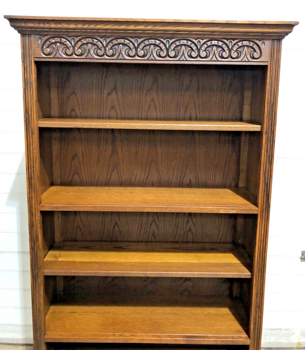 000854....Handsome Carved Oak Bookcase / Old Charm Bookcase ( sold ...