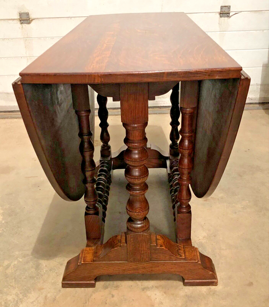 000870.....Handsome Vintage Solid Oak Gateleg / Drop Leaf Dining Table – Ipplepen Interiors