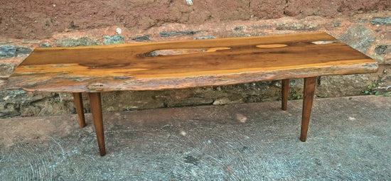 Stunning Retro Coffee Table Solid Yew Wood Top – Ipplepen Interiors