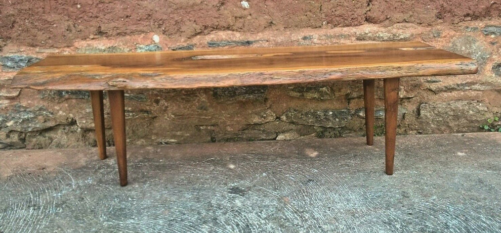 Stunning Retro Coffee Table Solid Yew Wood Top – Ipplepen Interiors