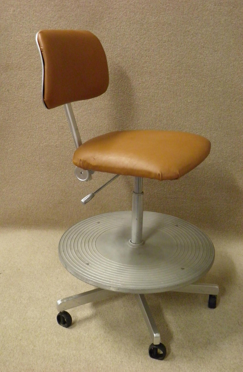 Vintage Revolving Leather And Steel Draughtsman's Chair – Ipplepen ...