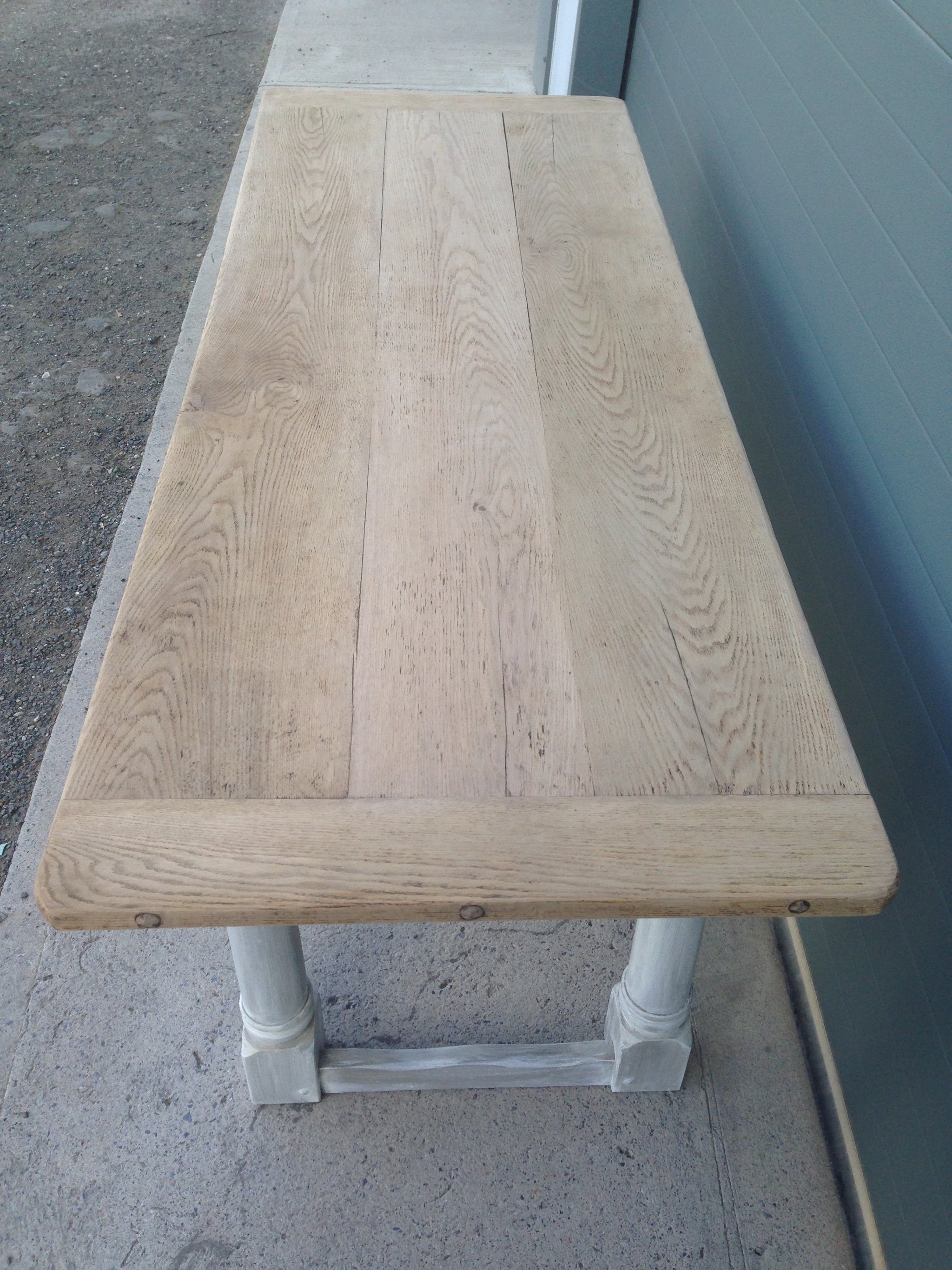 207.....Stunning Vintage Large Oak Top Dining Table / Scrub Top Farmho ...
