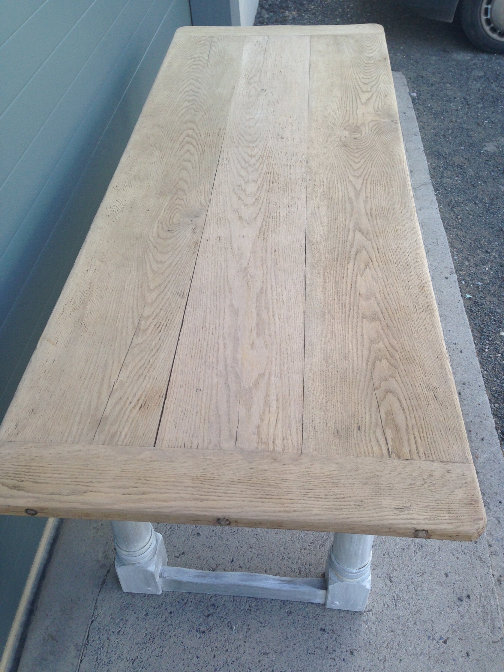207.....Stunning Vintage Large Oak Top Dining Table / Scrub Top Farmho ...