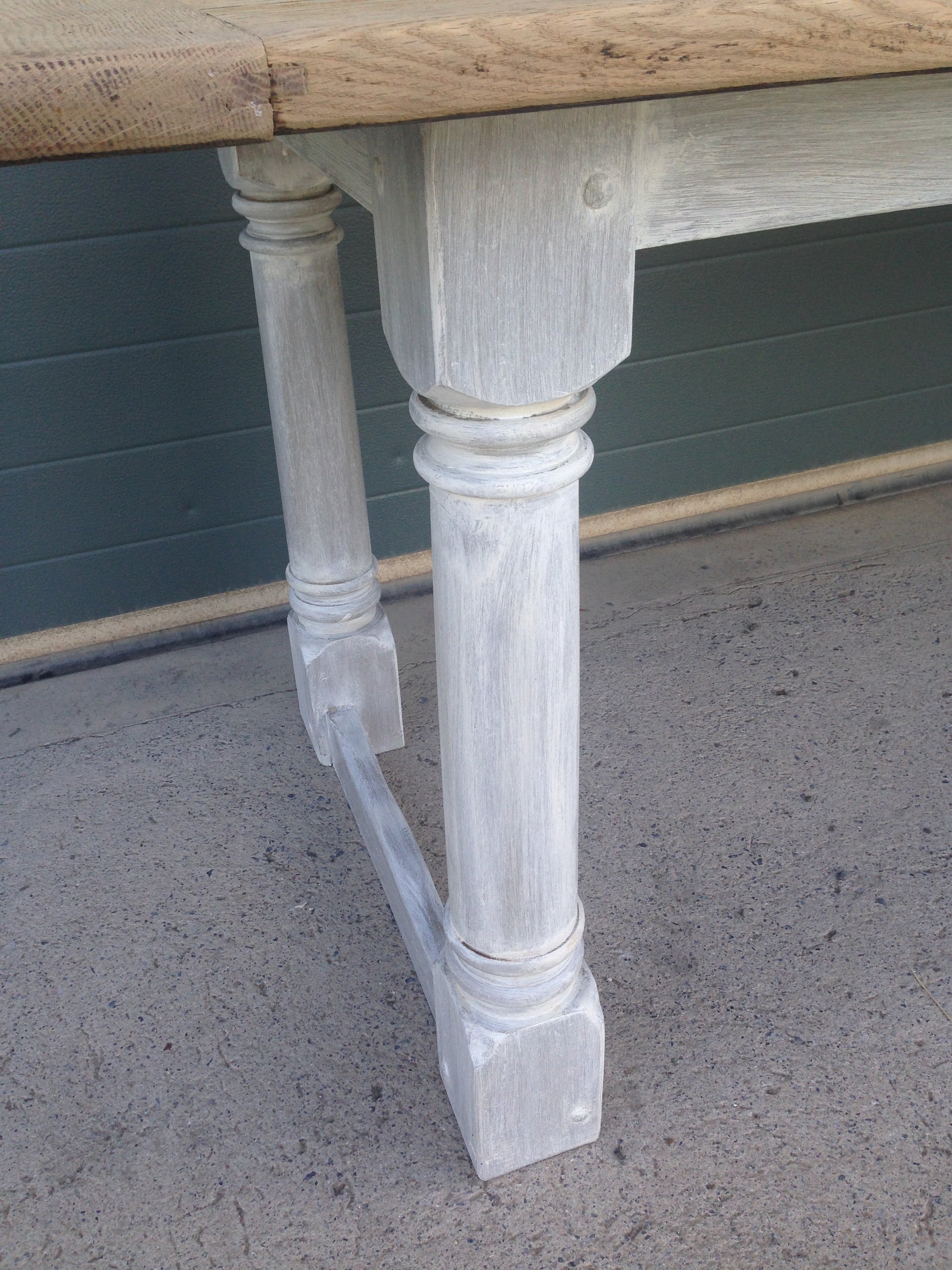 207.....Stunning Vintage Large Oak Top Dining Table / Scrub Top Farmho ...