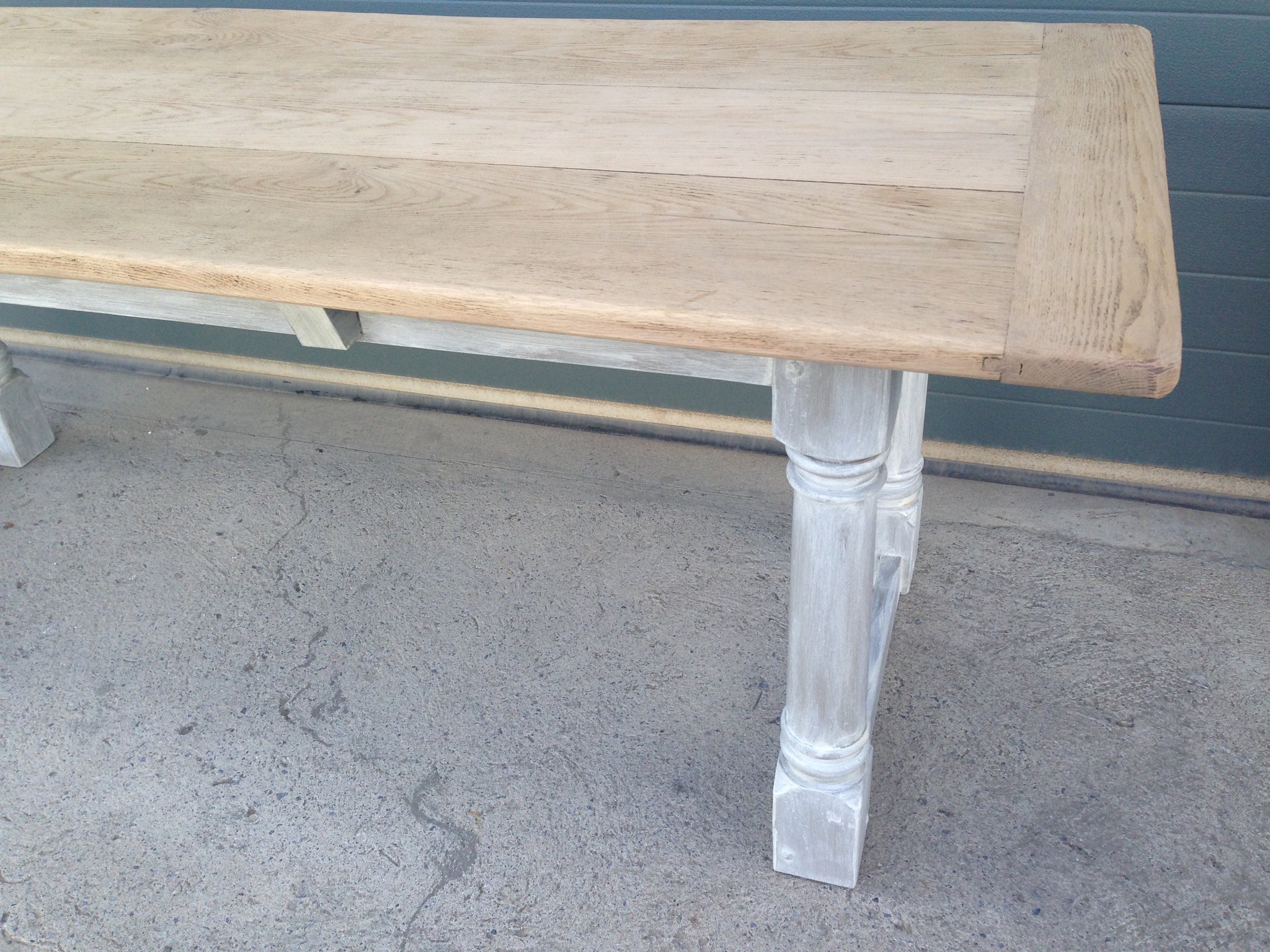 207.....Stunning Vintage Large Oak Top Dining Table / Scrub Top Farmho ...