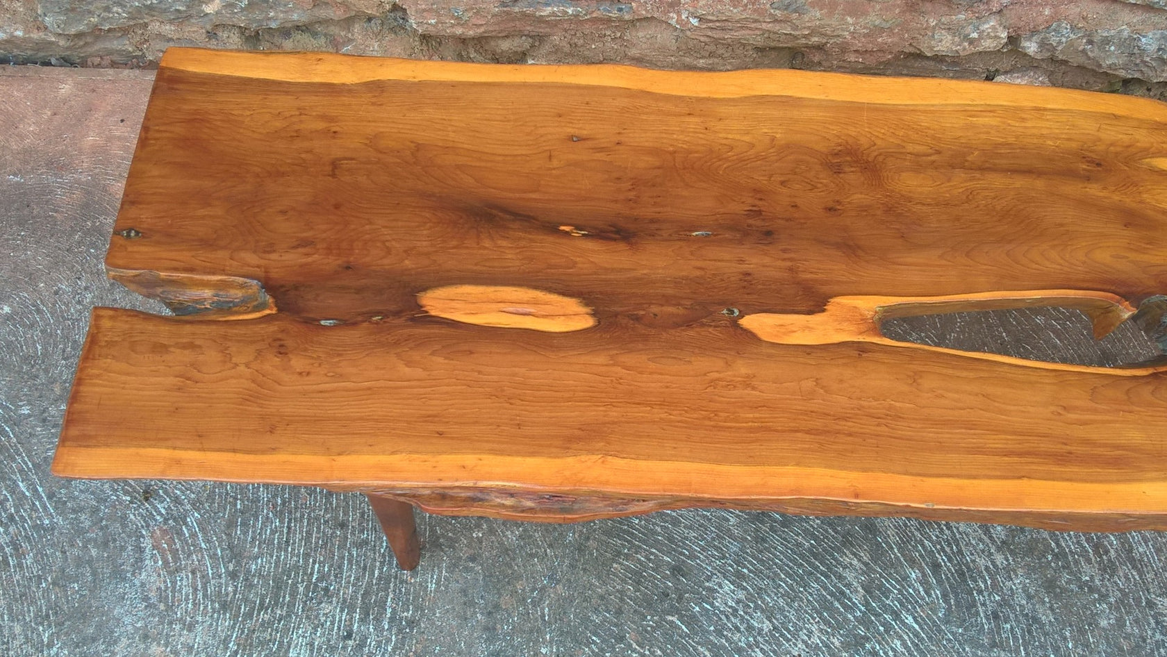 Stunning Retro Coffee Table Solid Yew Wood Top – Ipplepen Interiors