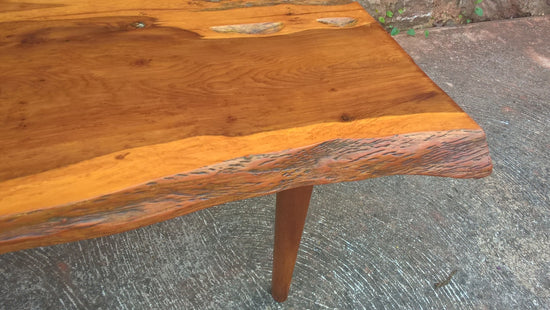 Stunning Retro Coffee Table Solid Yew Wood Top – Ipplepen Interiors